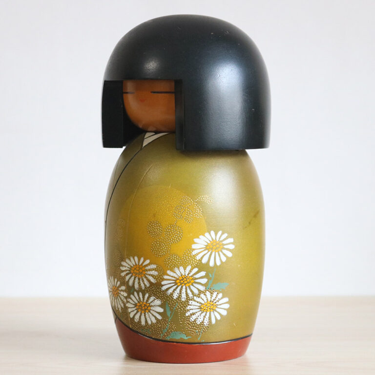 Vintage Kokeshi Doll by Kisaku Daisies - Kokeshi Japan